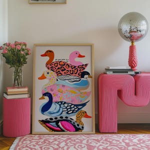 Colorful Ducks Art Print: Kitsch Animal Pattern Wall Decor - Etsy
