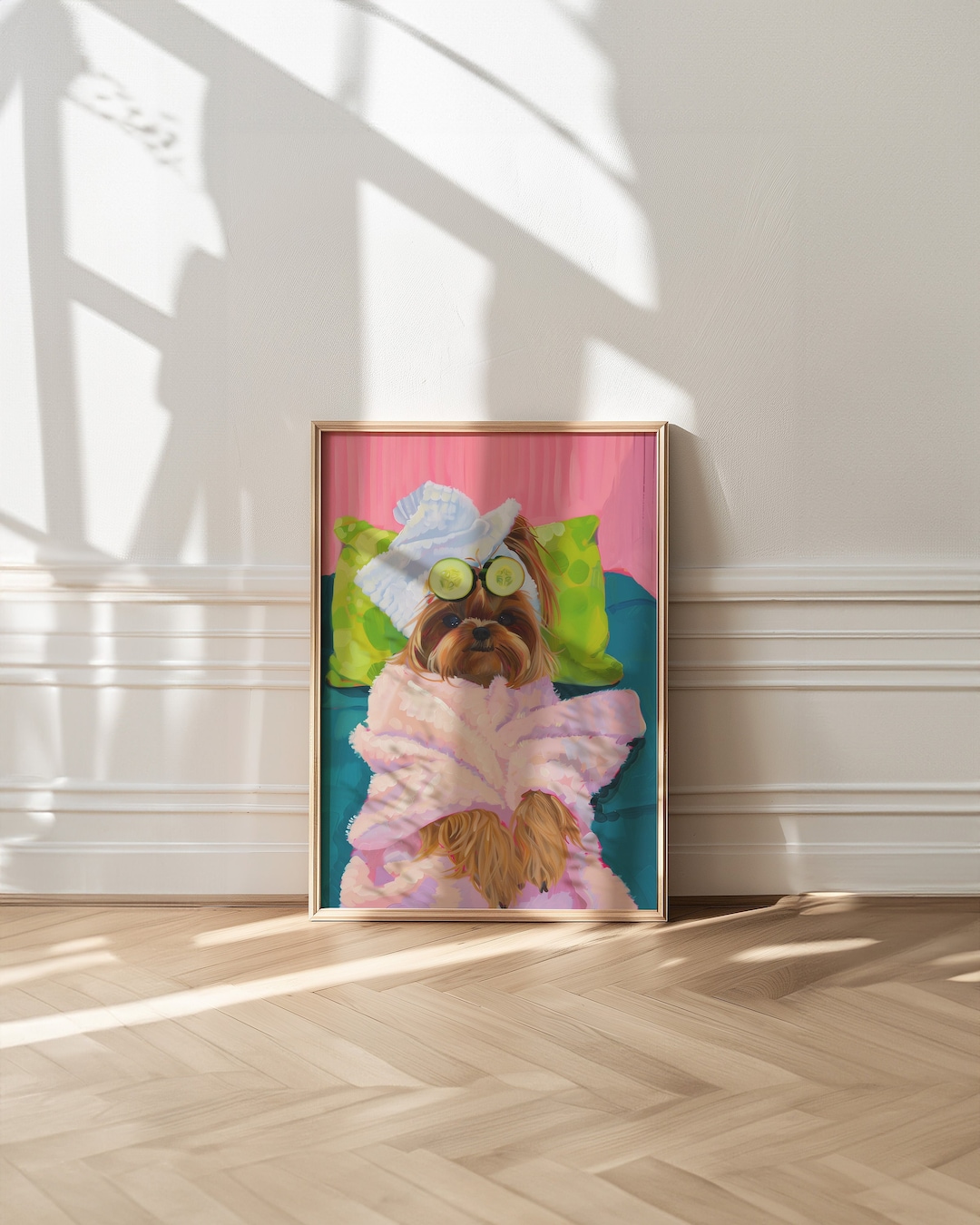 Funky Yorkie Art Print: Pink Preppy Kitsch Decor - Etsy