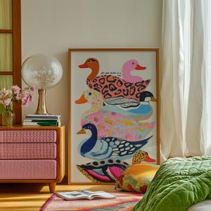 Colorful Ducks Art Print: Kitsch Animal Pattern Wall Decor - Etsy