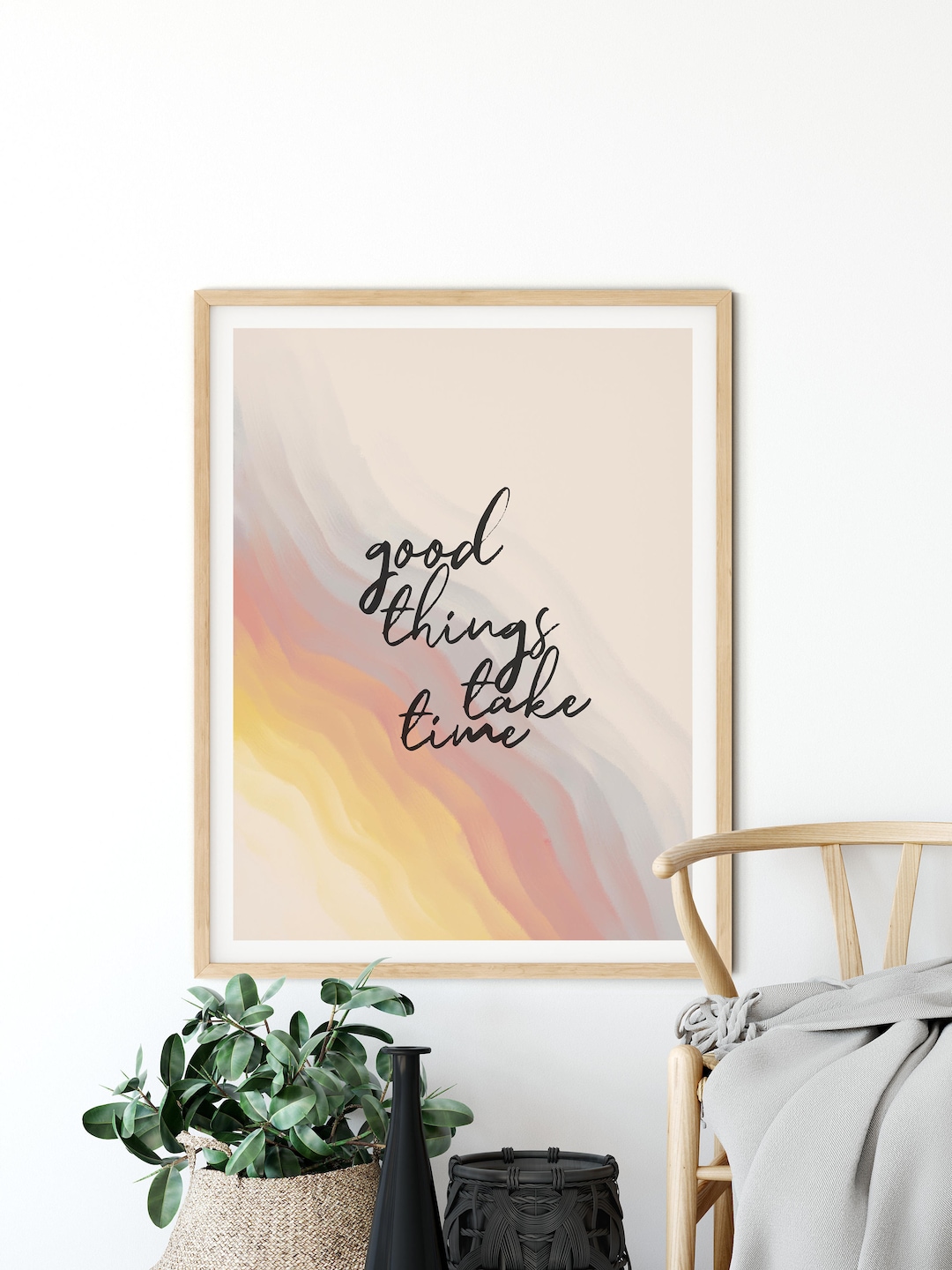 Boho Art Prints, Boho Quote Art Print, Life Quote, Good Things Take ...