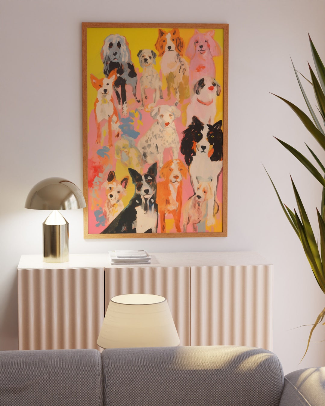 Maximalist Decor, Colorful Dogs Breeds Poster, Pink Decor, Dog Person ...