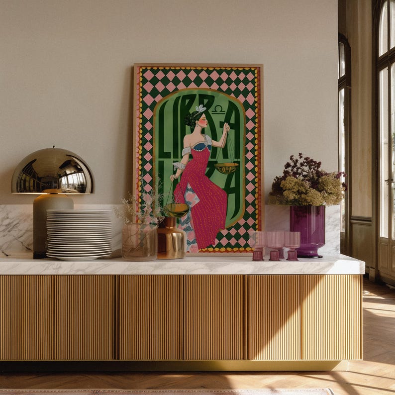 Libra Zodiac Wall Art Poster: Astrology Poster, Coquette Girly Dorm ...