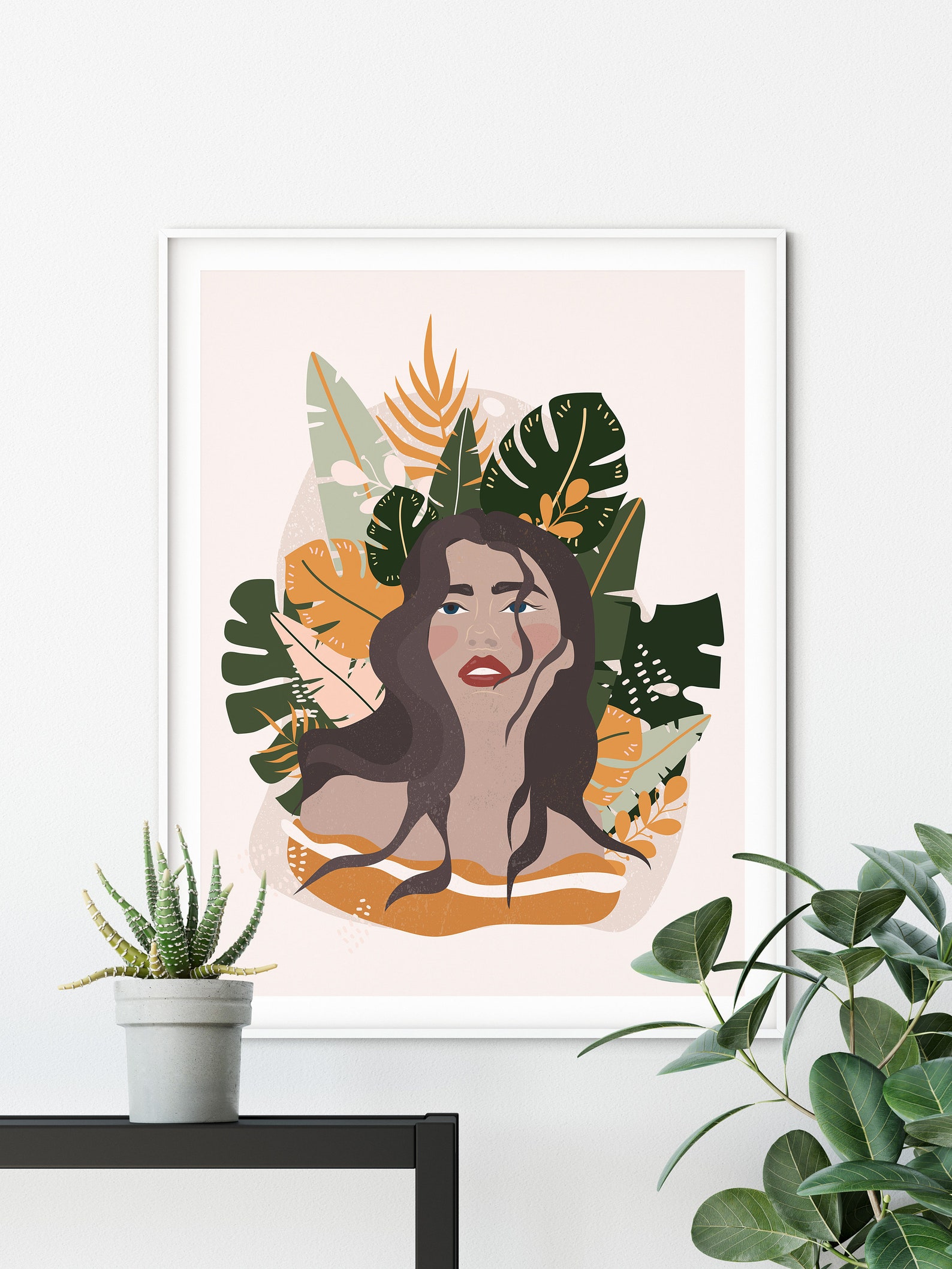 Boho Living Room Decor Boho Wall Decor Woman Portrait Wall Art - Etsy