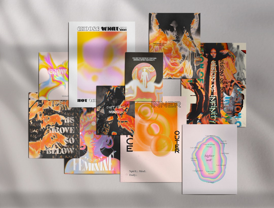 Collage Kit, Retro Gradient Collage Kit, Y2k Aesthetic Collage Kit, Set ...