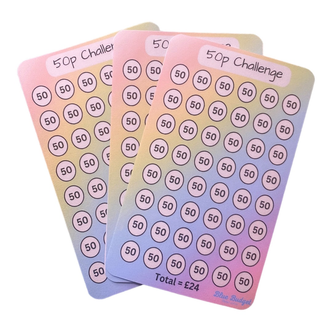 50p Laminated Savings Challenge Card - Etsy