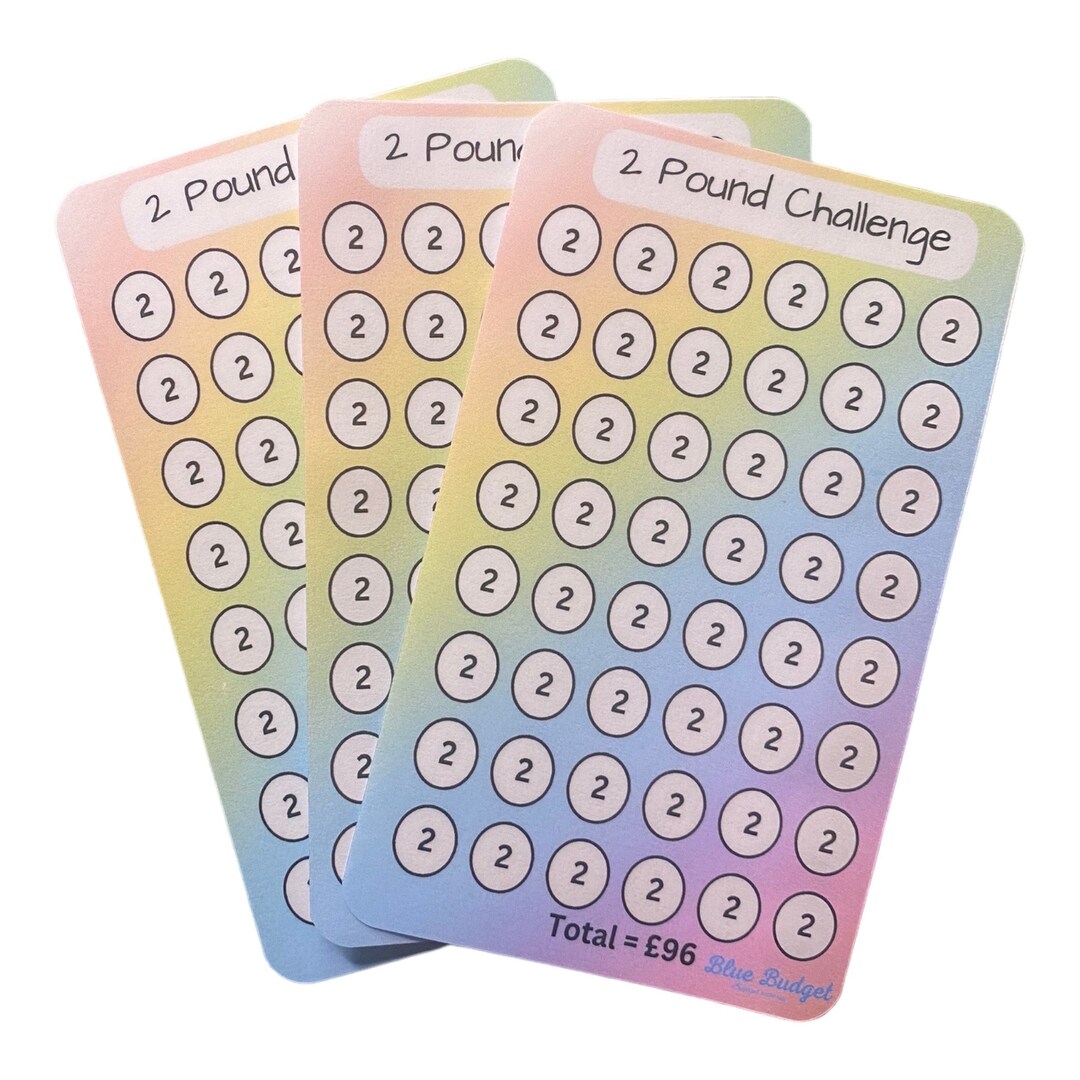 2 Pound Laminated Savings Challenge Card - Etsy