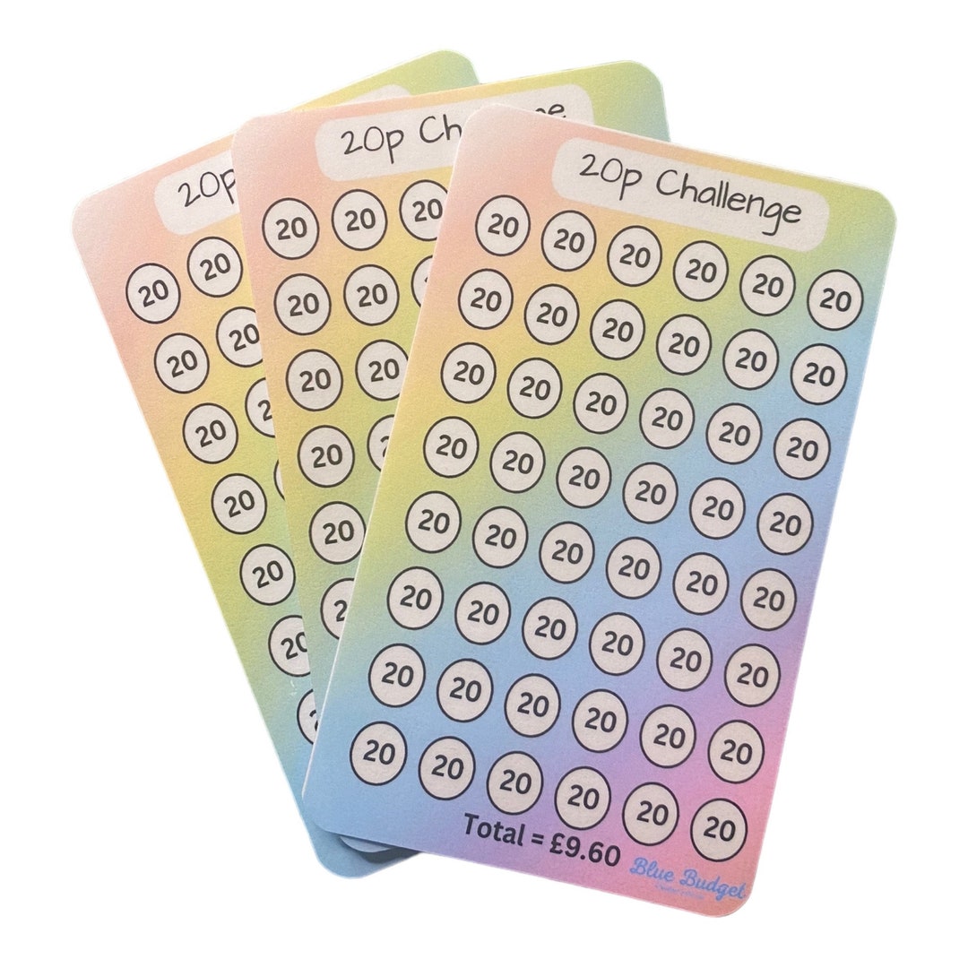 20p Laminated Savings Challenge Card - Etsy UK