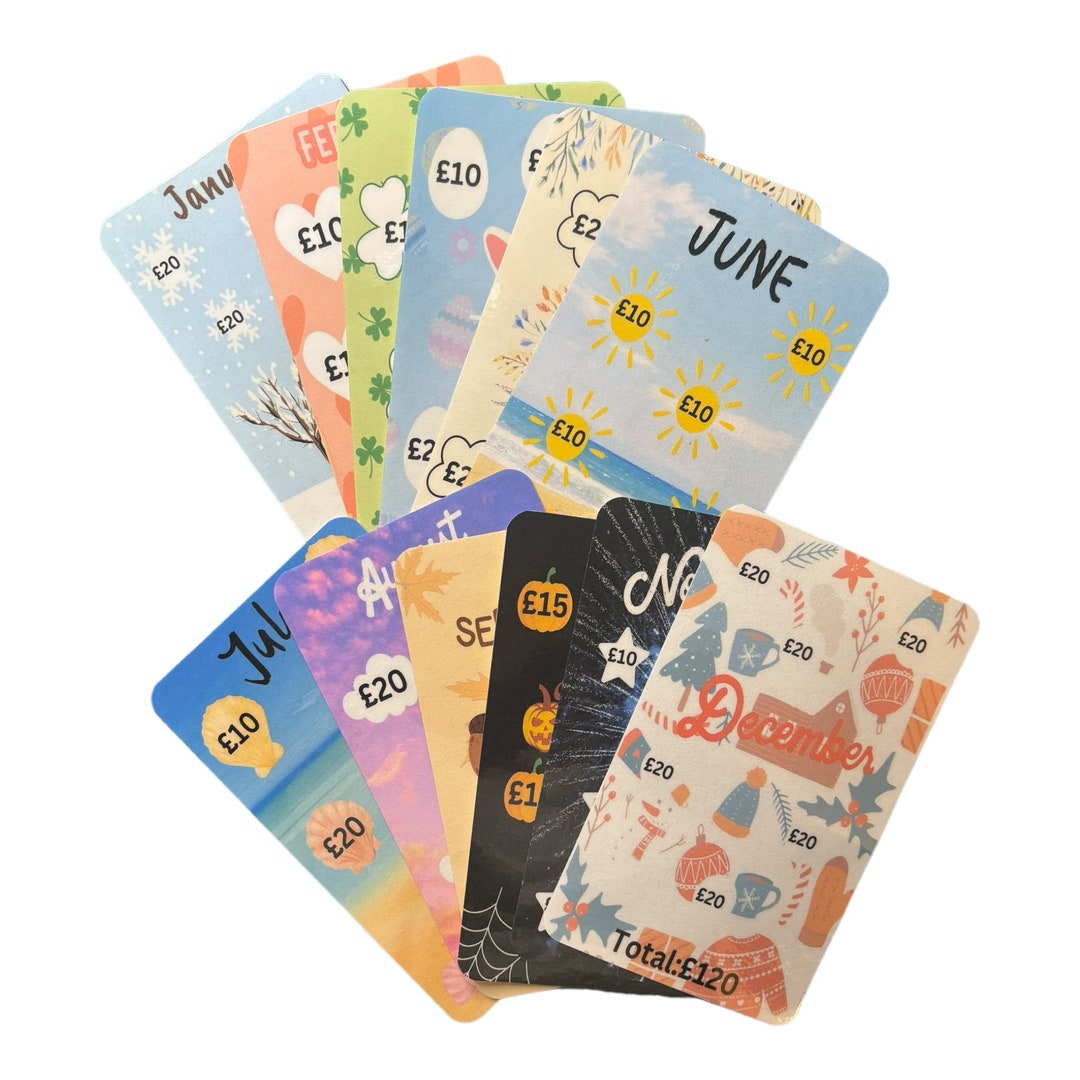 12 Months Savings Challenge Cards - Etsy