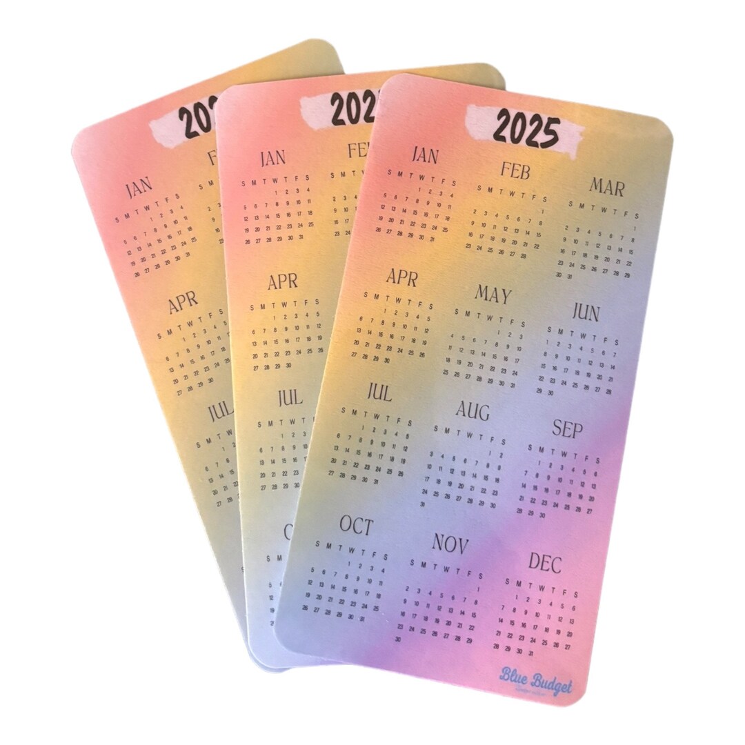 1 X Rainbow Small Laminated 2025 Calendar Card - Etsy