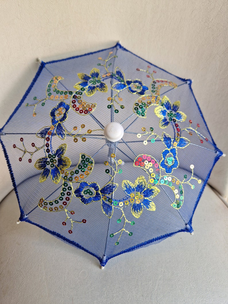 22cm Blue Beautiful Sequinned Doll Umbrella - Etsy