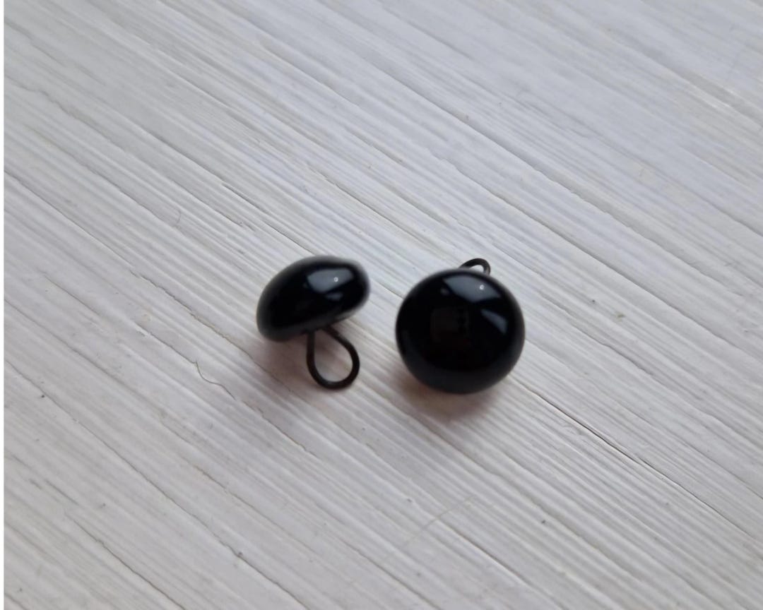 Jet Black Boot Button Style Eyes on Hoops for Teddy Bear Making Animal ...