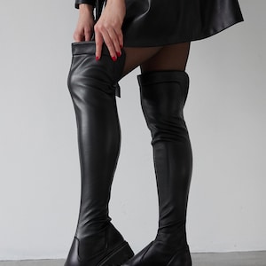 Black High Knee Boots for Girls, Women's Over-the-knee Boots, Genuine ...