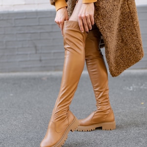 Black High Knee Boots for Girls, Women's Over-the-knee Boots, Genuine ...