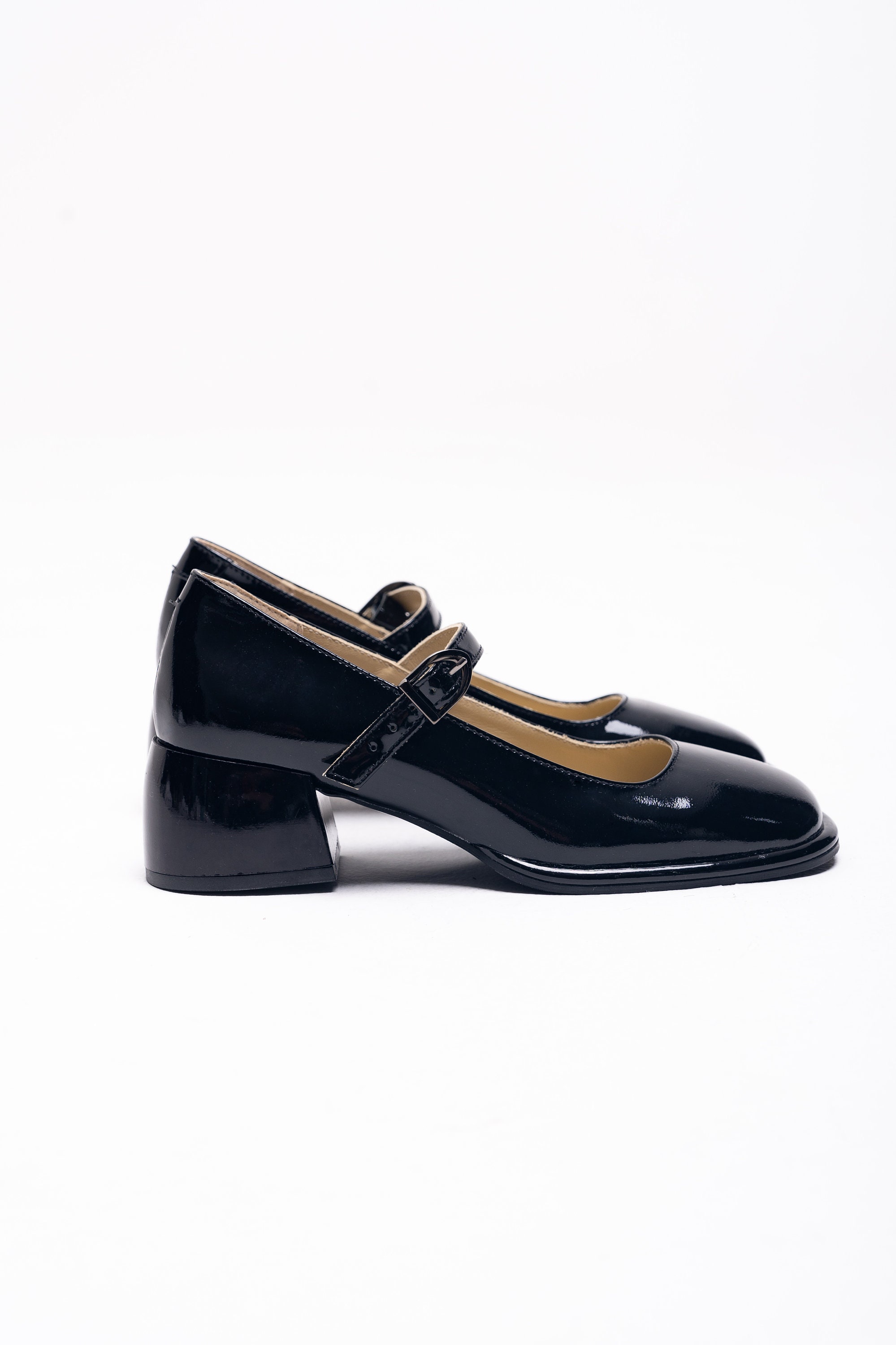 Mary Janes Leather Black Boots, Woman Ballet Shoes, Leather Ballet Flat ...