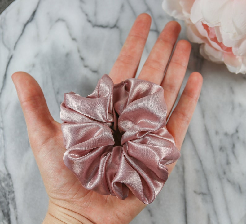 Pink Silk Satin Blend Scrunchie, Pale Pink Scrunchy, Hair Tie, Hair ...