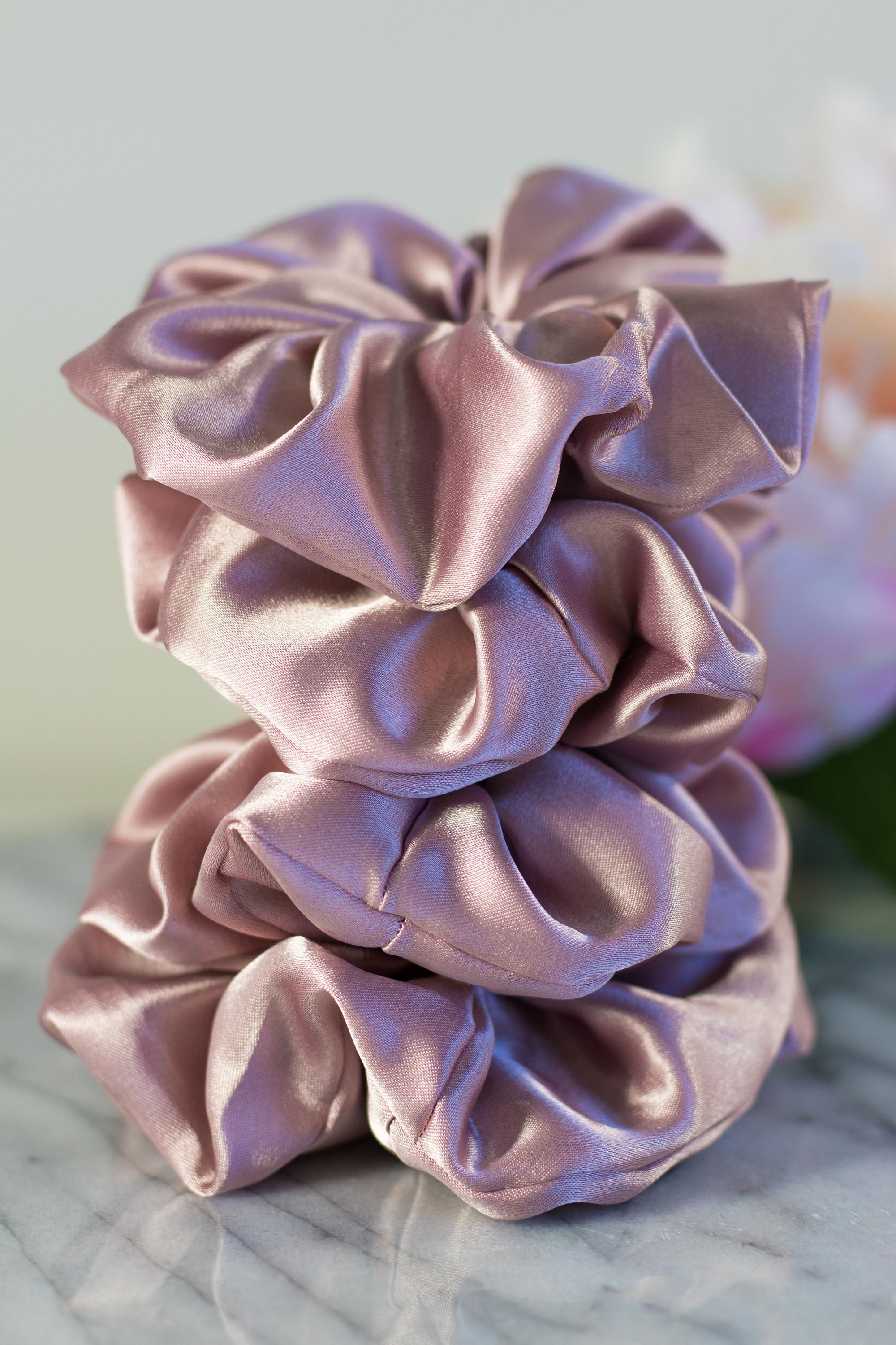 Pink Silk Satin Scrunchie, Pale Pink Scrunchy, Hair Tie, Silk Hair ...