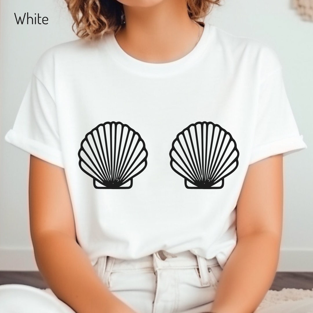 Sea Shell Bra Shirt, Sea Shell Shirt, Mermaid Shirt Women, Seashell ...