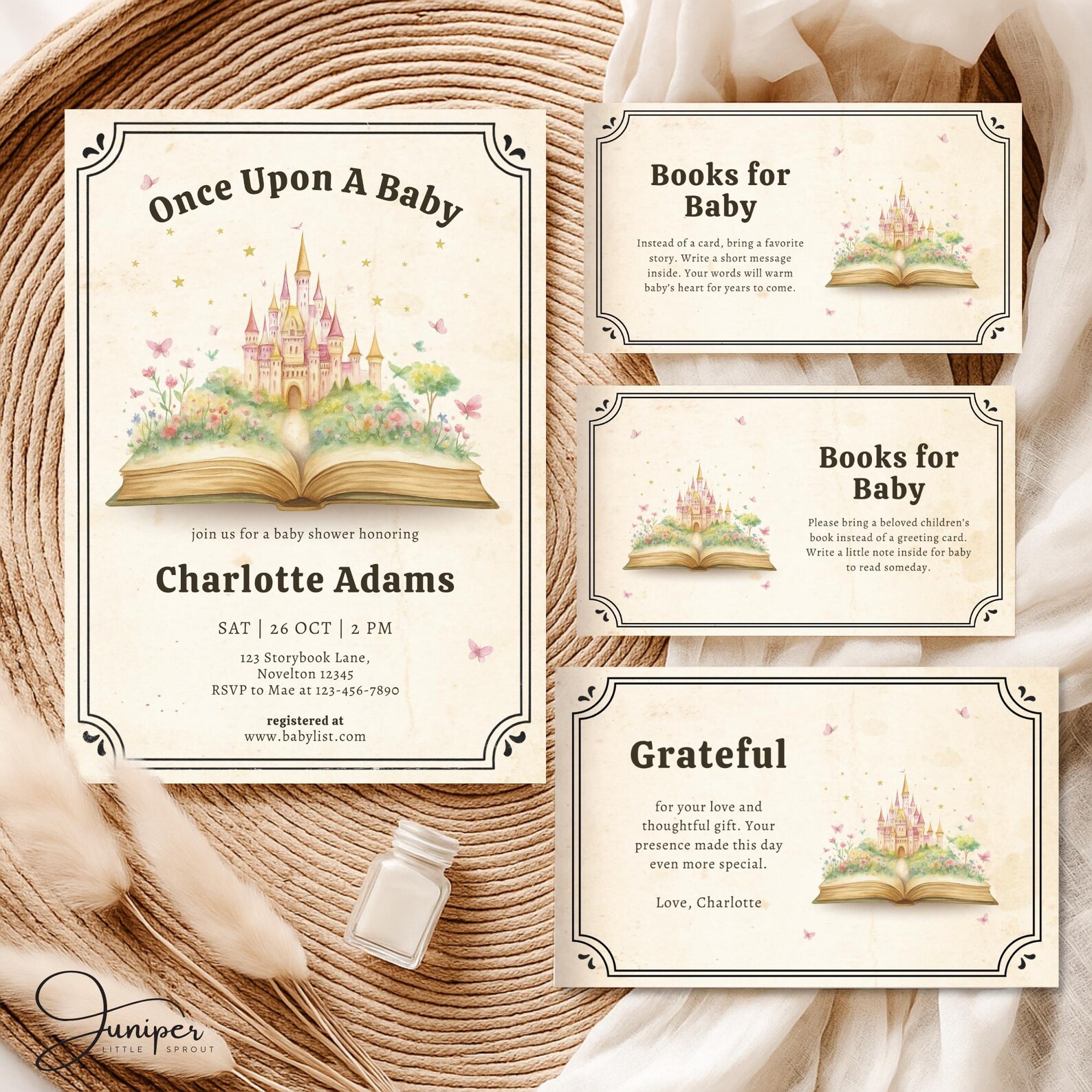 Once Upon A Baby Invite Bundle | Story Book Baby Shower Invite Set ...