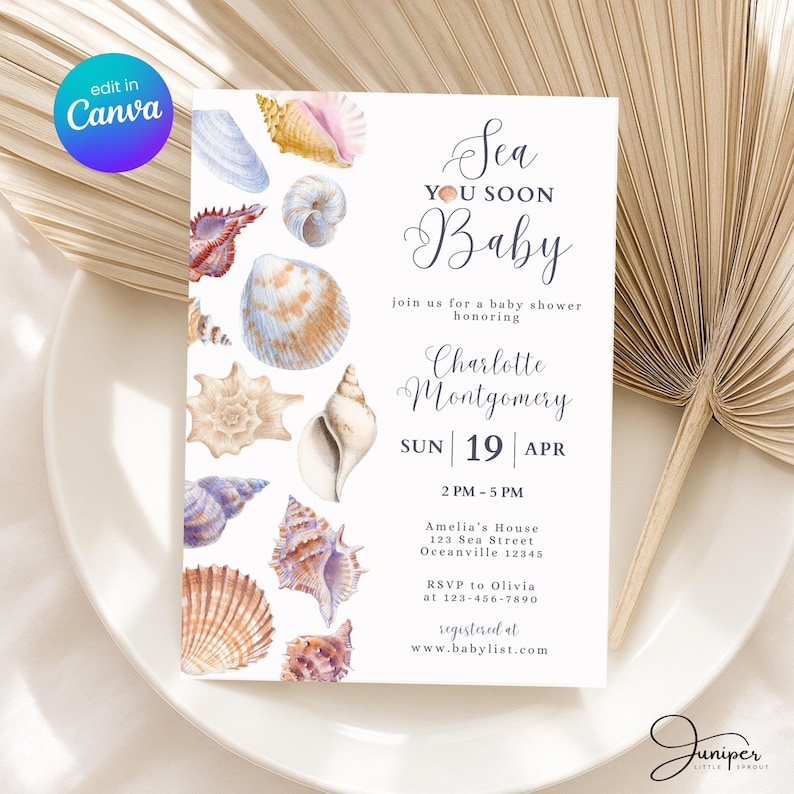 Sea You Soon Baby Shower Invitation, Ocean Baby Shower Card, Under the ...