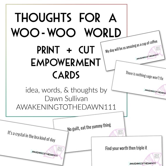 Thoughts for a woo-woo world printable empowerment oracle deck | Etsy
