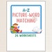 Picture-word Matching Worksheets: Numbers Edition Phonics, Preschool ...