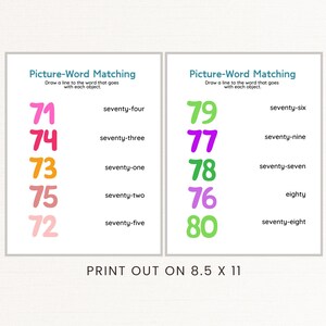 Picture-word Matching Worksheets: Numbers Edition Phonics, Preschool ...