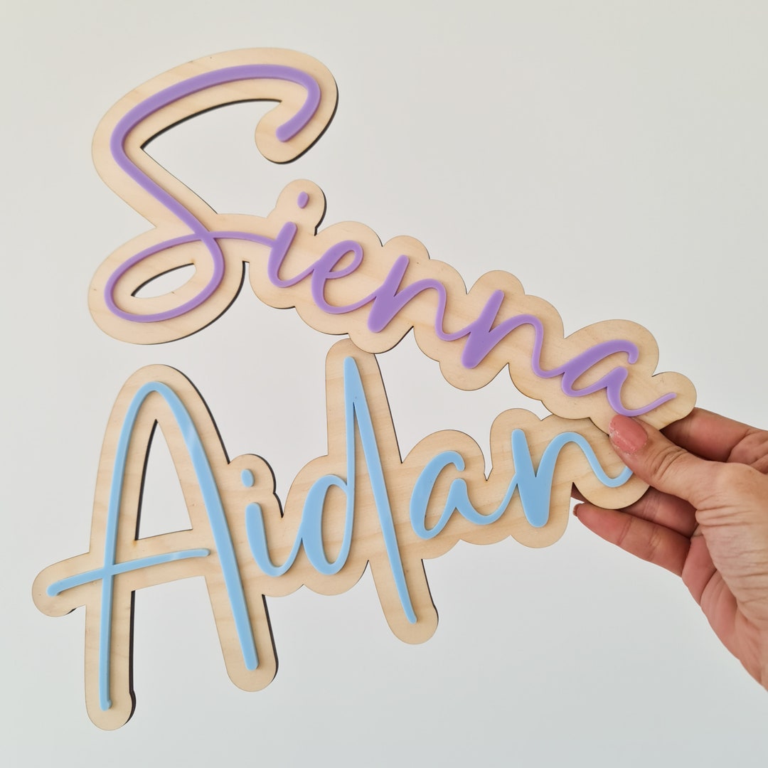 Double Layered Name Sign Acrylic Name Sign Acrylic Name Kids Door Sign ...