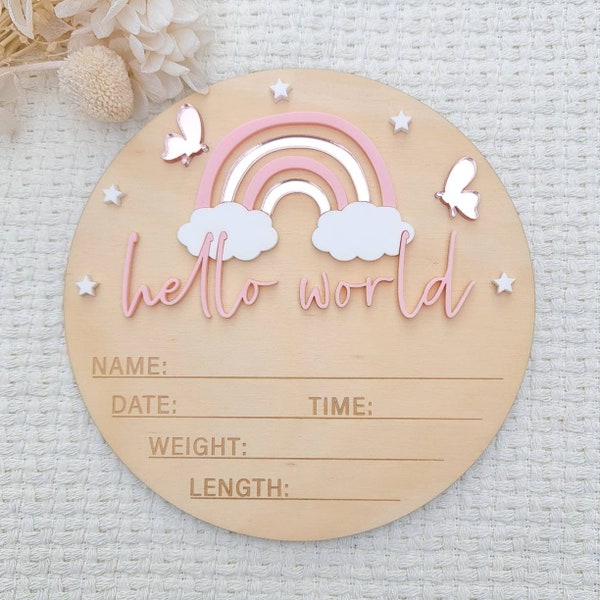 Hello World Plaque. Birth Announcement. - Etsy