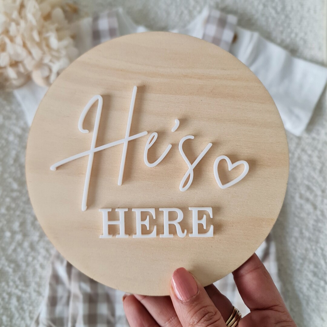 She’s Here or He's Here | Announcement Plaque | Newborn Photo Shoot ...