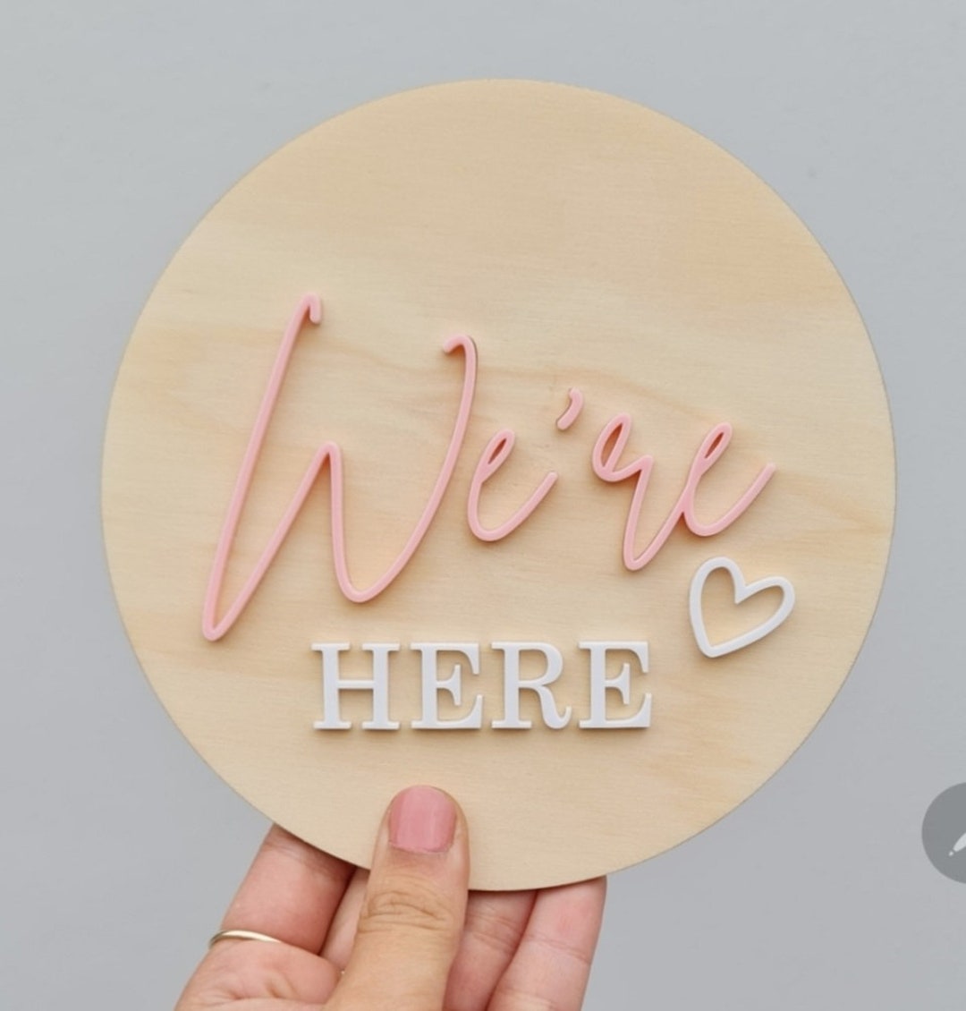 We're Here She’s Here or He's Here Baby Announcement Baby Announcement ...