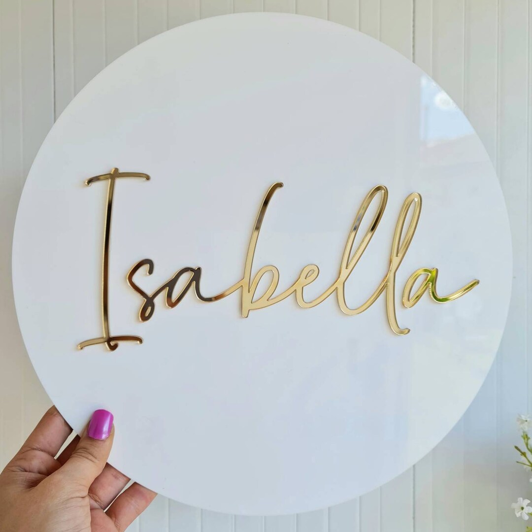 Name Plaque Custom Round Name Signs Custom Wooden Names Kids Room Decor ...