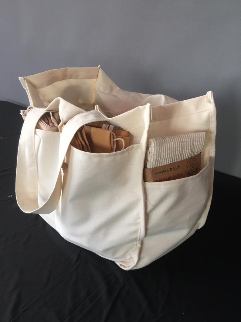 Market Bag With 6 Pockets: Reusable Farmer's Market Tote - Etsy