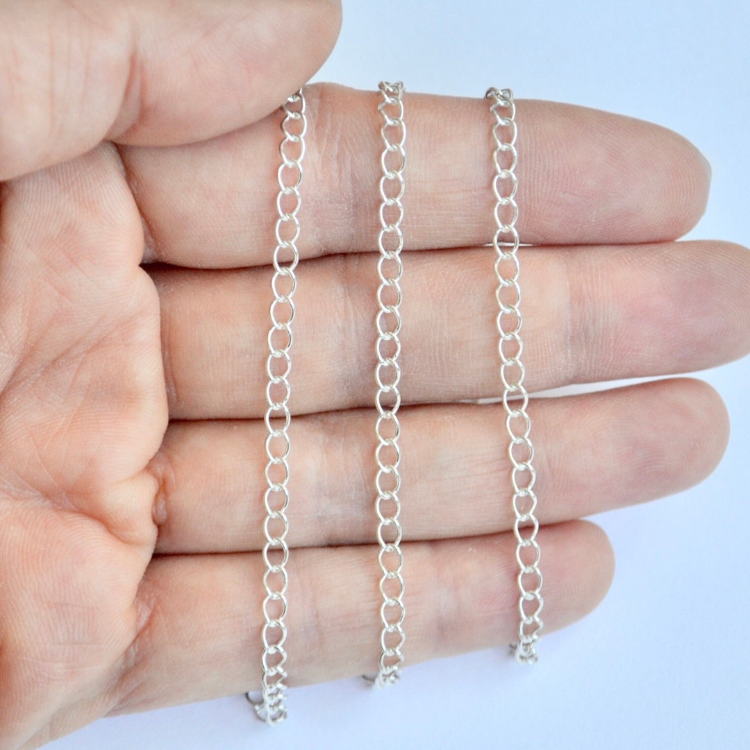 Sterling Silver Curb Chain Extension Chain 3 Mm - Silver Extender Chain ...