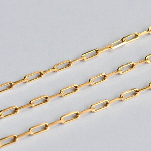 14k Gold Filled Paper Clip Chain Elongated Rectangle Oval - Etsy