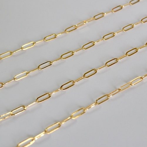 14k Gold Filled Paper Clip Chain Elongated Rectangle Oval - Etsy