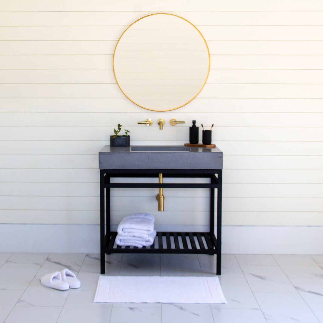 Ramp Sink Vanity concrete Custom 30'' Style metal Base - Etsy