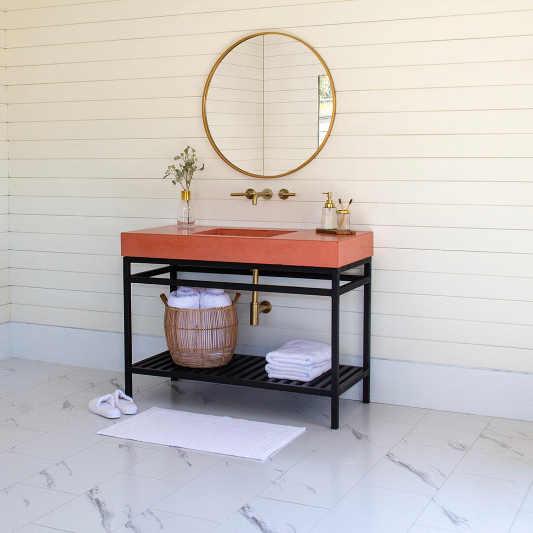 Ramp Sink Vanity concrete 42'' Style and Metal Base - Etsy
