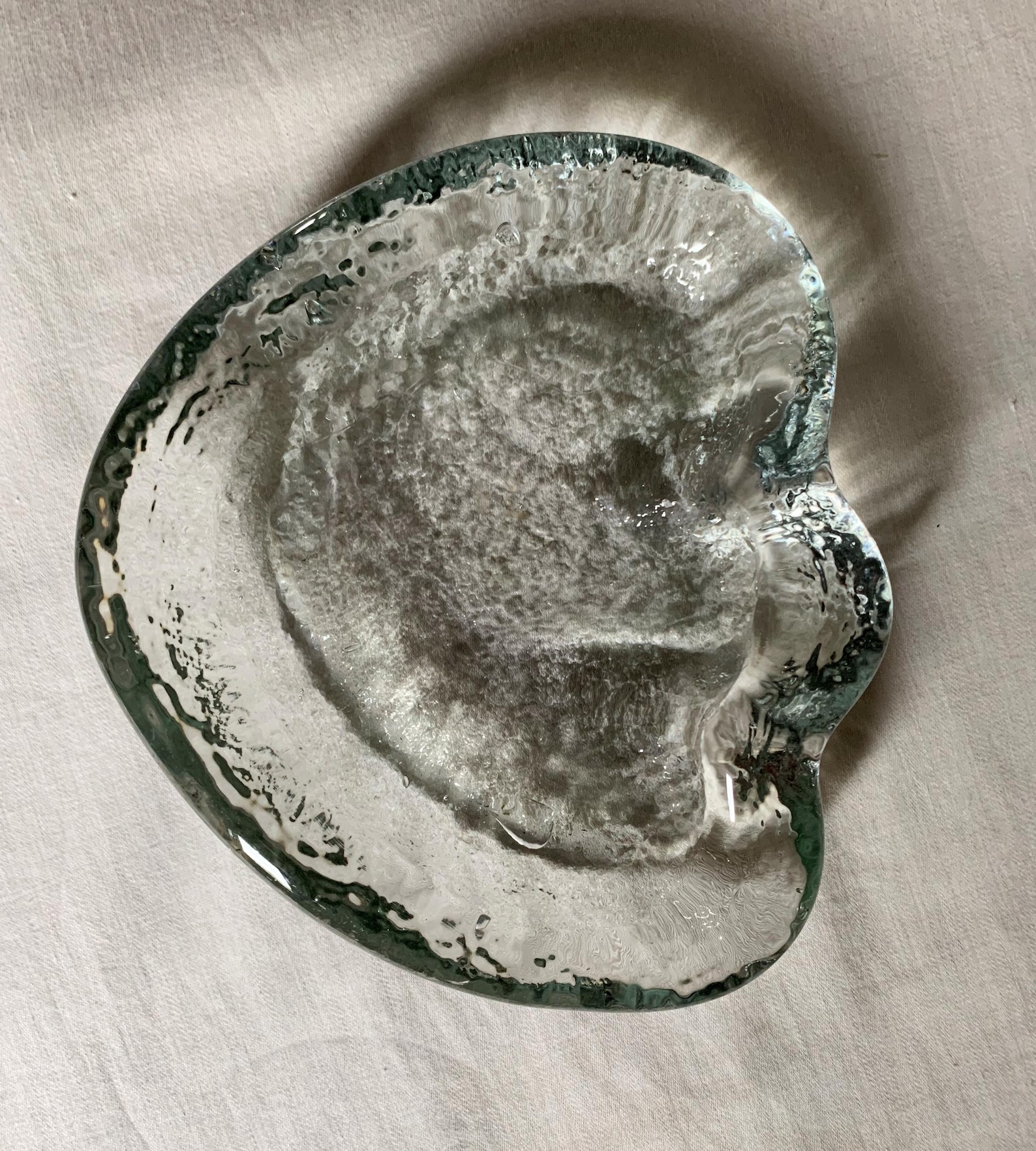 Blenko , Vintage Hand-blown Thick Glass Bowl in the Shape of a Leaf ...