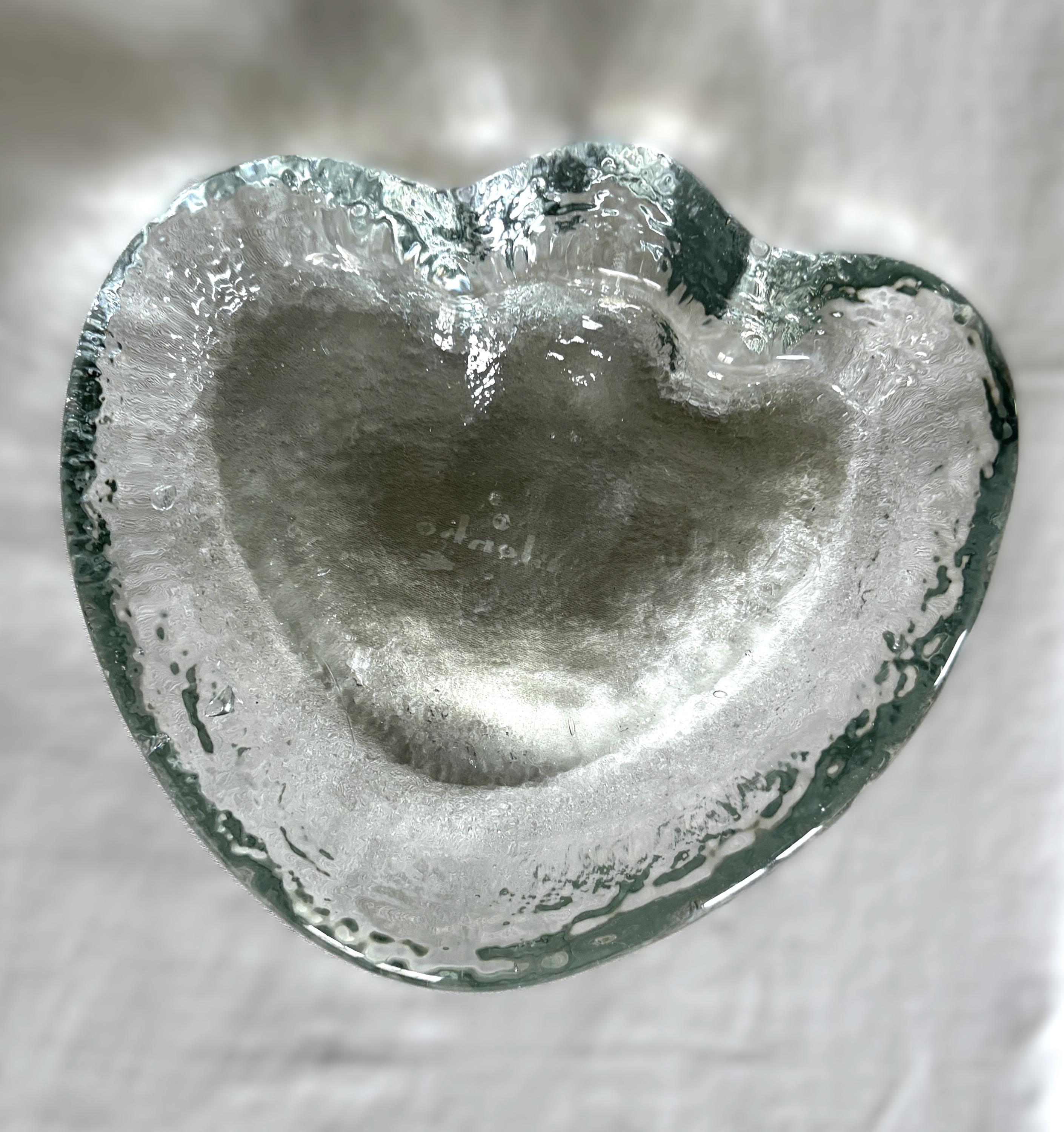 Blenko , Vintage Hand-blown Thick Glass Bowl in the Shape of a Leaf ...