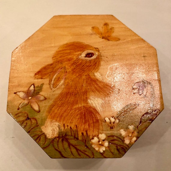 Wood Storage Box Vintage Cottagecore Bunny Rabbit Wooden - Etsy