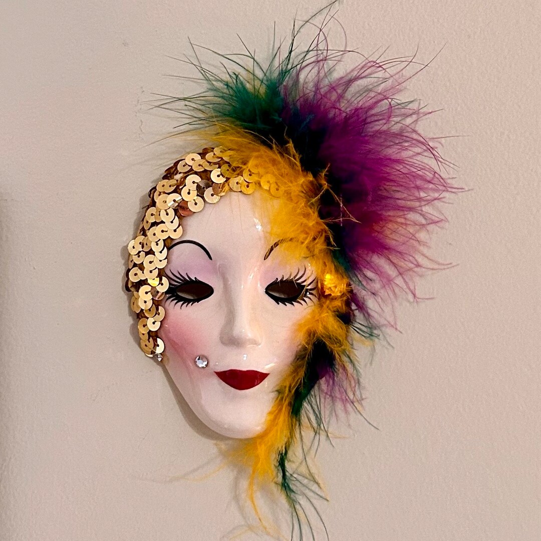 Mardi Gras Fancy Faces Ceramic Mini Mask Wall Plaque New Orleans ...