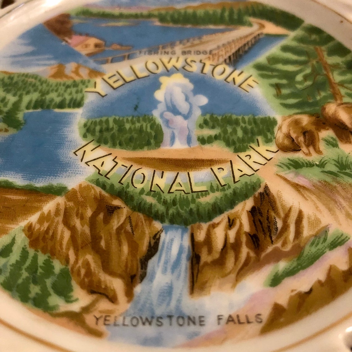 Vintage Yellowstone National Park Souvenir Plate Collectible USA Travel ...