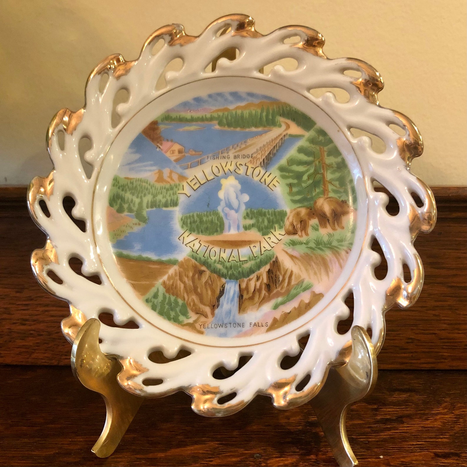 Vintage Yellowstone National Park Souvenir Plate Collectible USA Travel ...