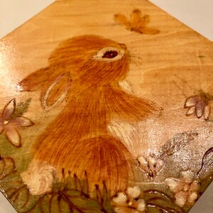 Wood Storage Box Vintage Cottagecore Bunny Rabbit Wooden 1970's Easter ...