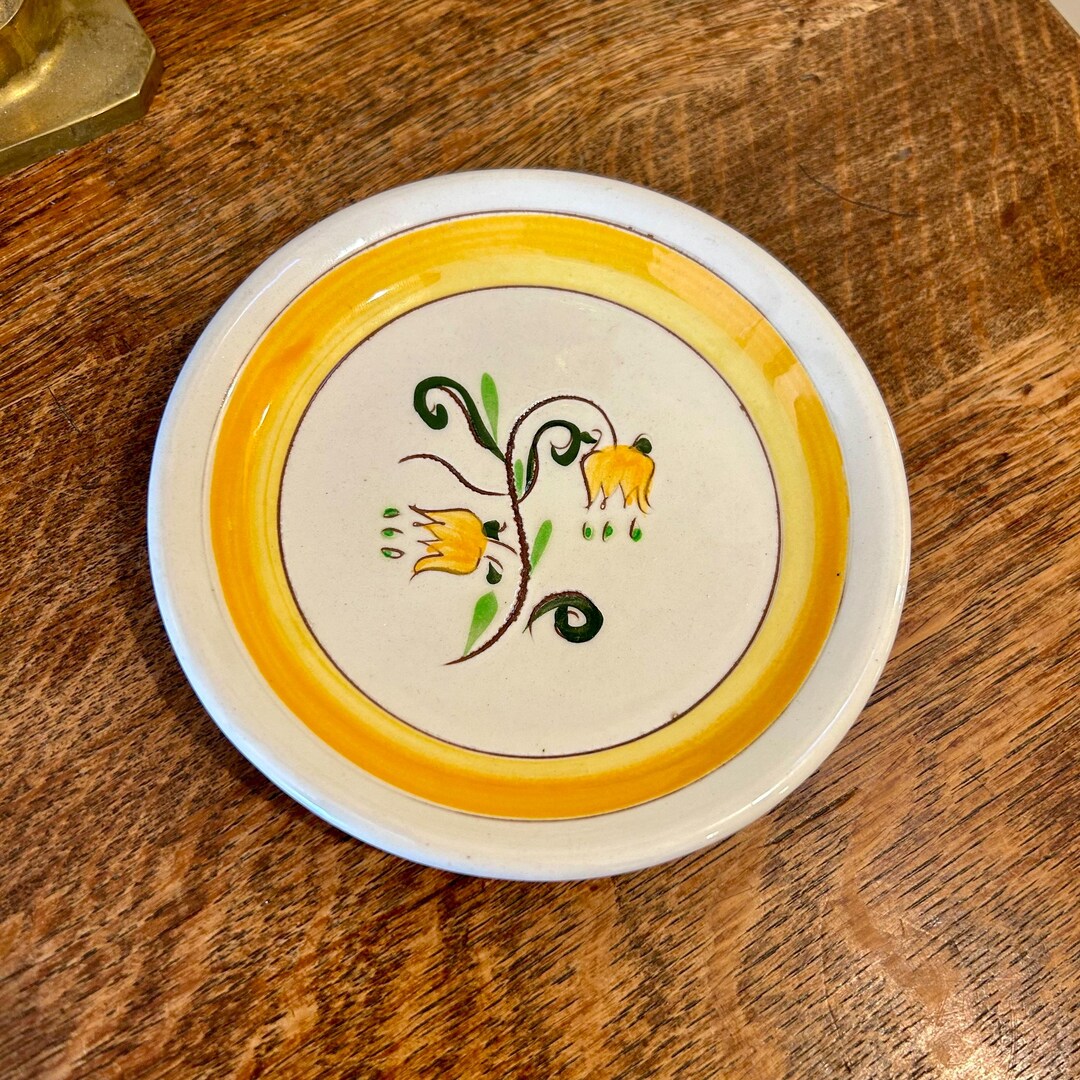 Mid Century Stangl Tulip Flower Coaster: Hand Painted Vintage Pottery ...