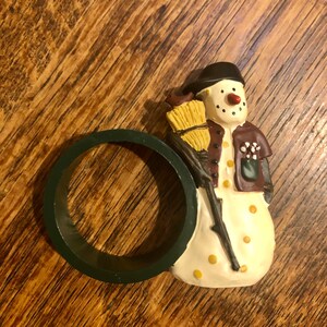 Debbie Mumm Napkin Rings Christmas Sledding Snowmen Vintage Serving ...