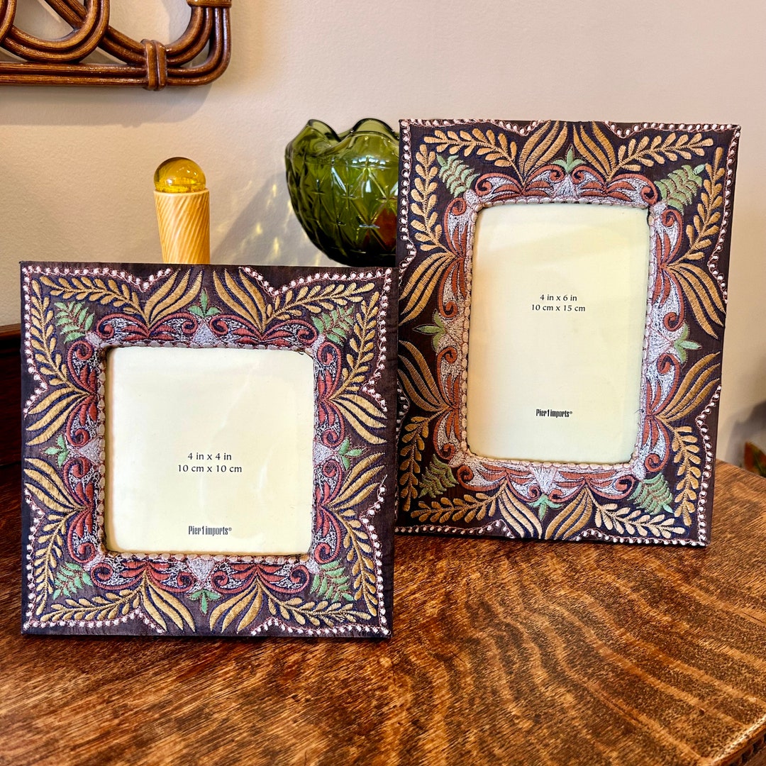 Fabric Photo Frame Set of Two 4X6 and 4X4 Pier 1 Imports Brown ...