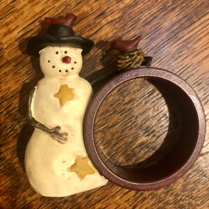 Debbie Mumm Napkin Rings Christmas Sledding Snowmen Vintage Serving ...