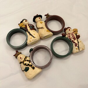 Debbie Mumm Napkin Rings Christmas Sledding Snowmen Vintage Serving ...