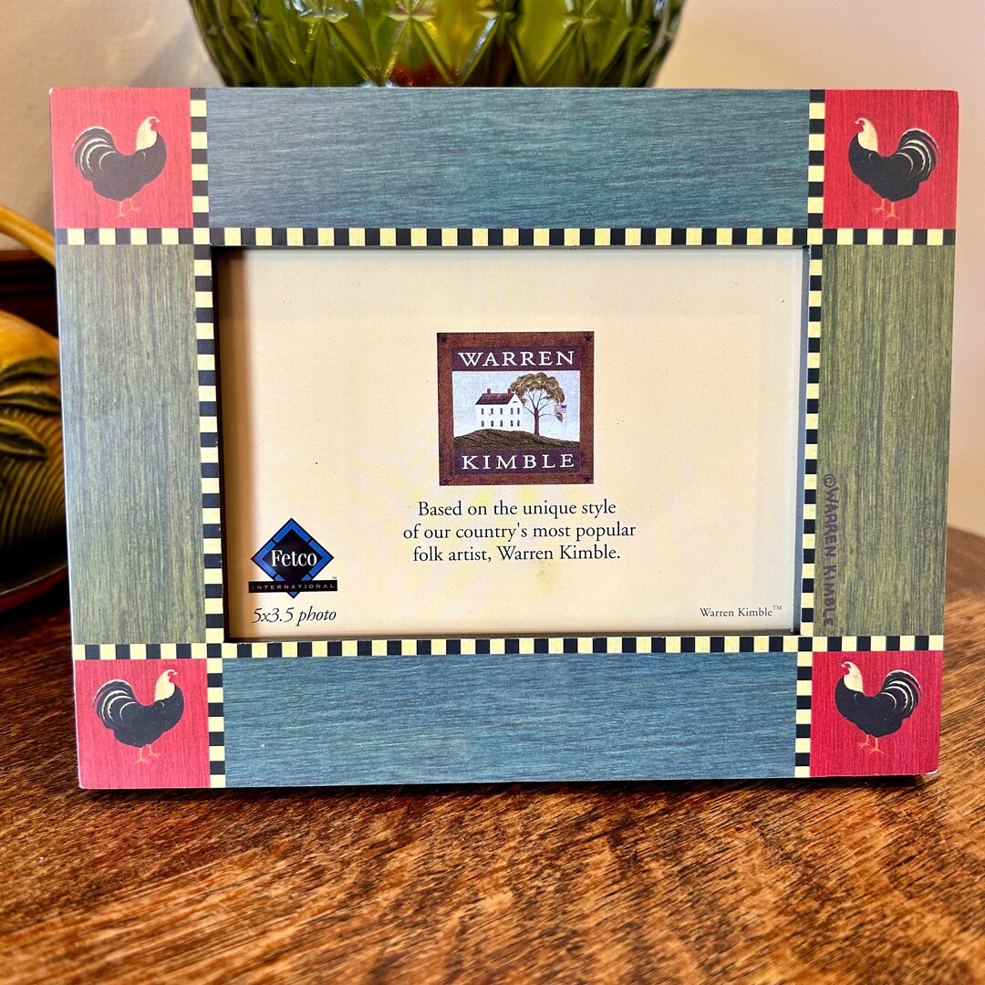 Vintage Warren Kimble Rooster Photo Frame: Rustic Farmhouse Decor - Etsy